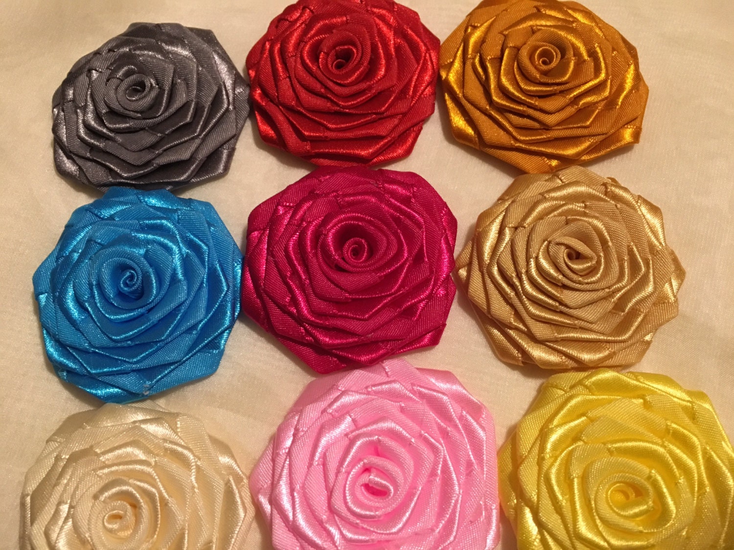 Satin Roses Fabric Roses 2 inch Rolled Roses Satin Flower | Etsy