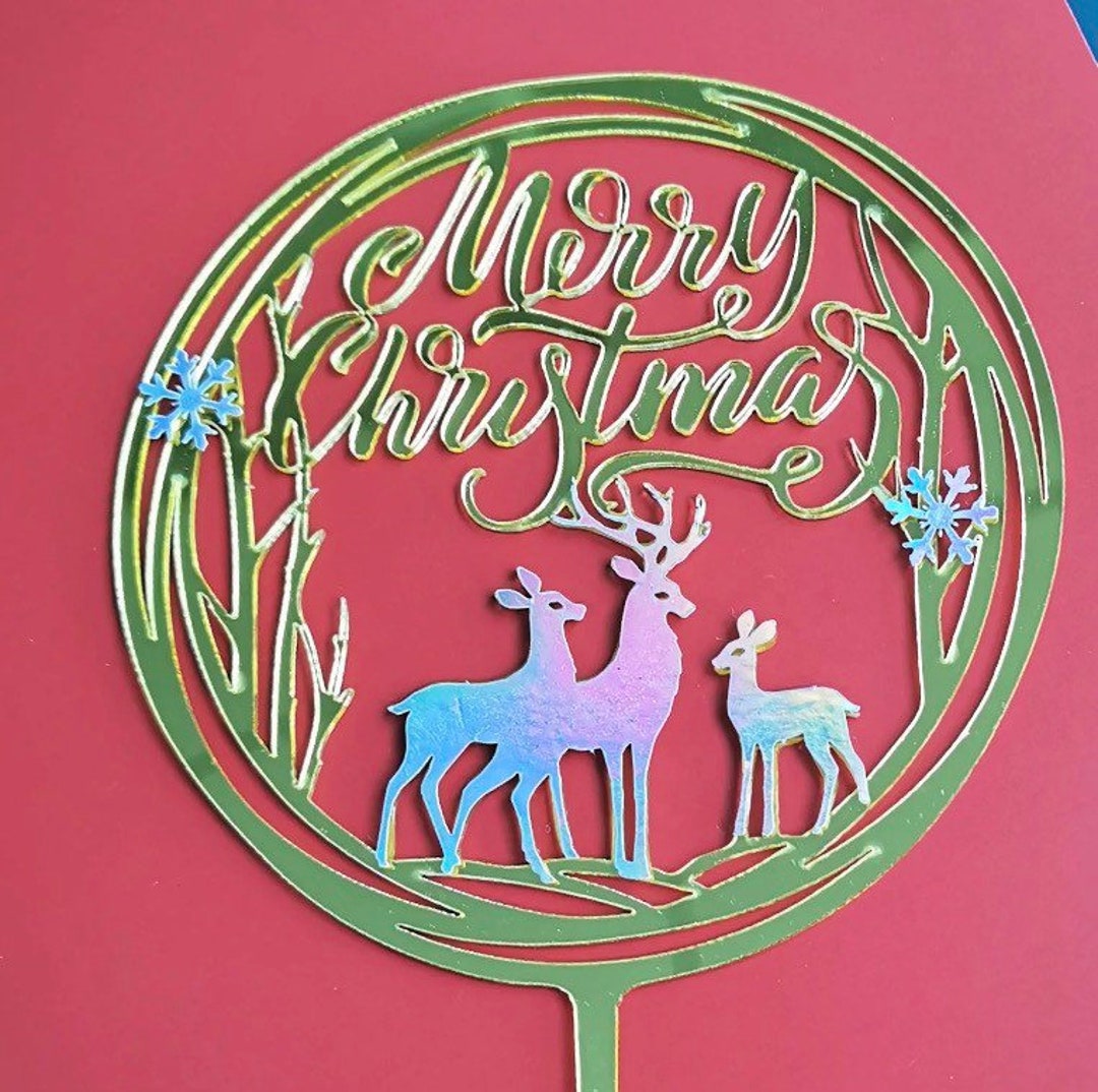 Christmas Cake Topper*merry Christmas Acrylic Cake Topper* Reinder Cake ...