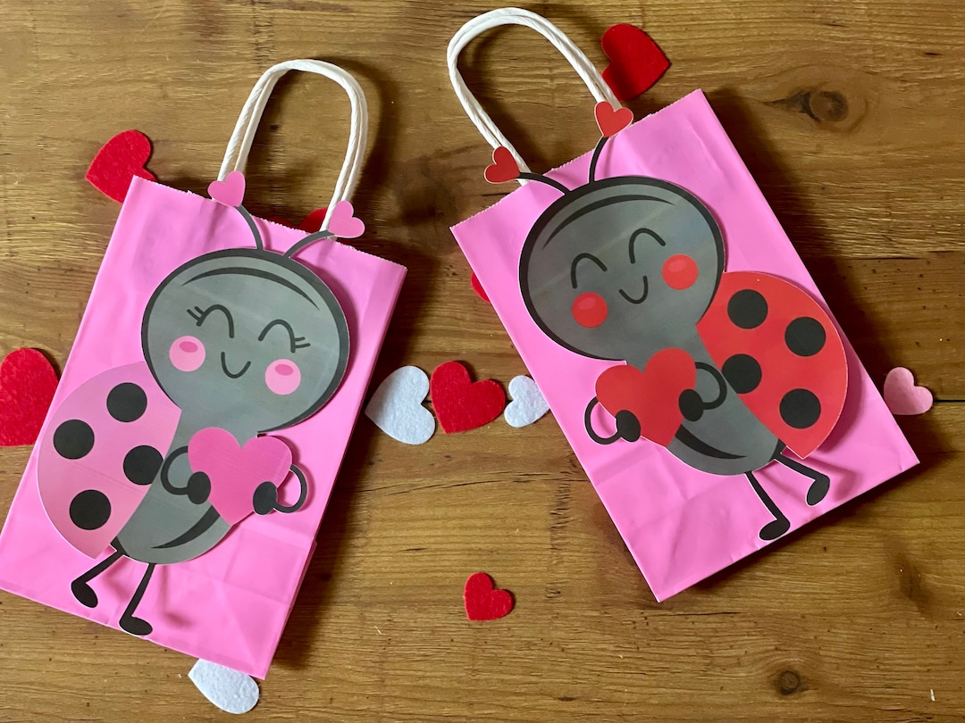 Ladybug Valentine's Day Gift Bags • Set of 12 - Etsy