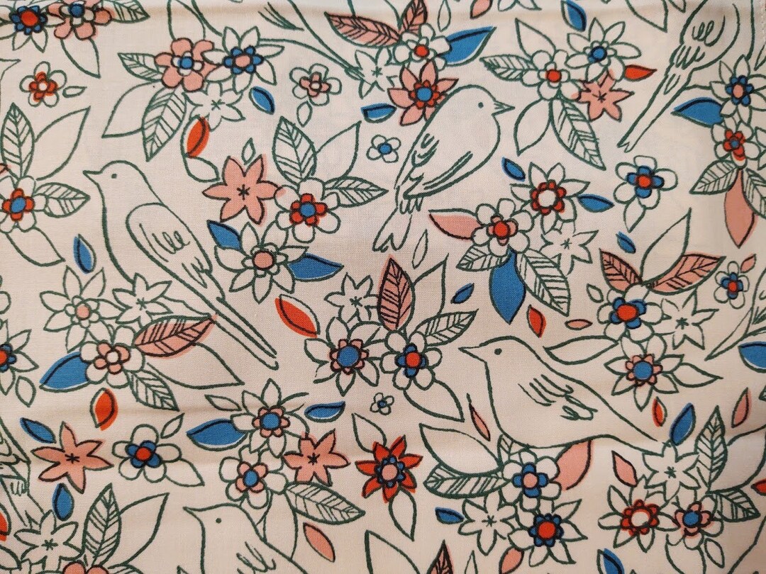 Bird Curtains Melody Miller Ruby Star Aviary Blue and Orange 30x24 ...