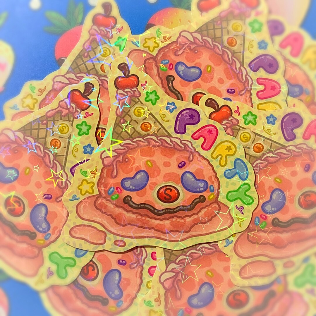 Clown Party Ice Cream Cone Holo Vinyl Sticker - Etsy