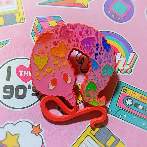 Worm on a String 1.5 Dyed Metal Enamel Pin - Etsy