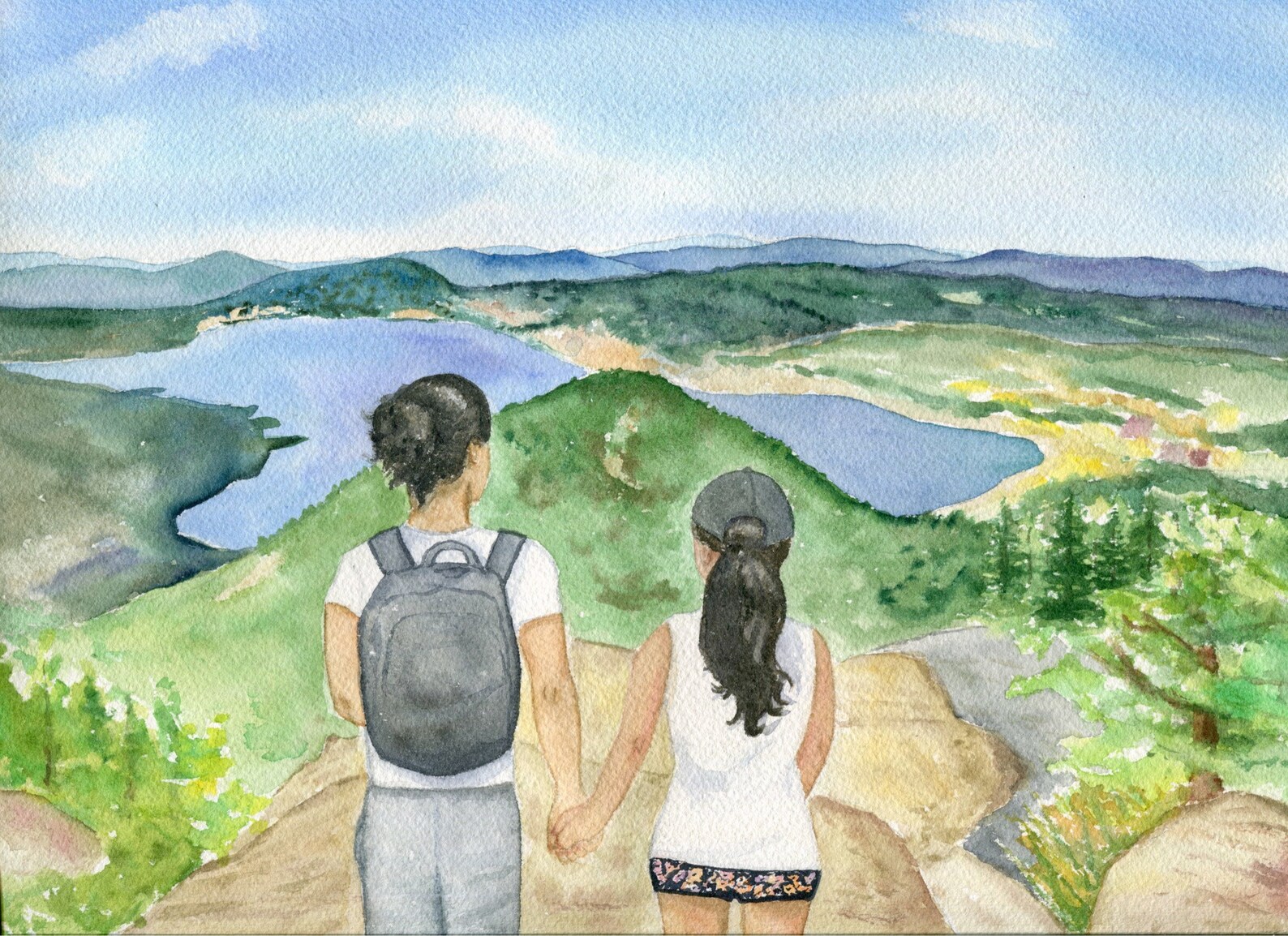 Custom Watercolor Portrait and Landscape Couple Portrait - Etsy