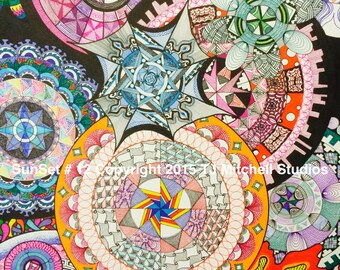 Sunset 7 Linited Edition Print of Original Watercolor Zentangle ...
