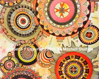 Sunset #12 - Limited Edition Print of Original Zendoodle/zentangle by ...