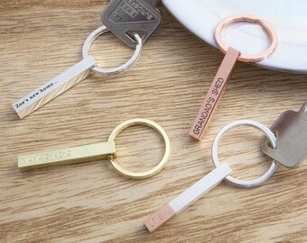 Gold Bar Key Ring - Etsy