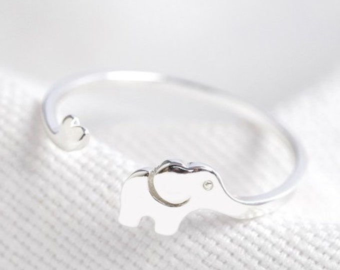 Baby Elephant Ring in Sterling Silver With Diamonds - Etsy