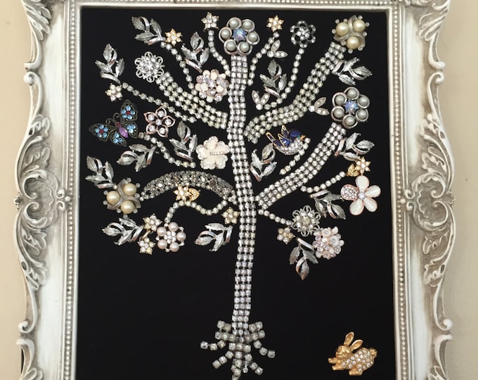 Framed Art Tree With Vintage/estate Jewelry Handmade - Etsy
