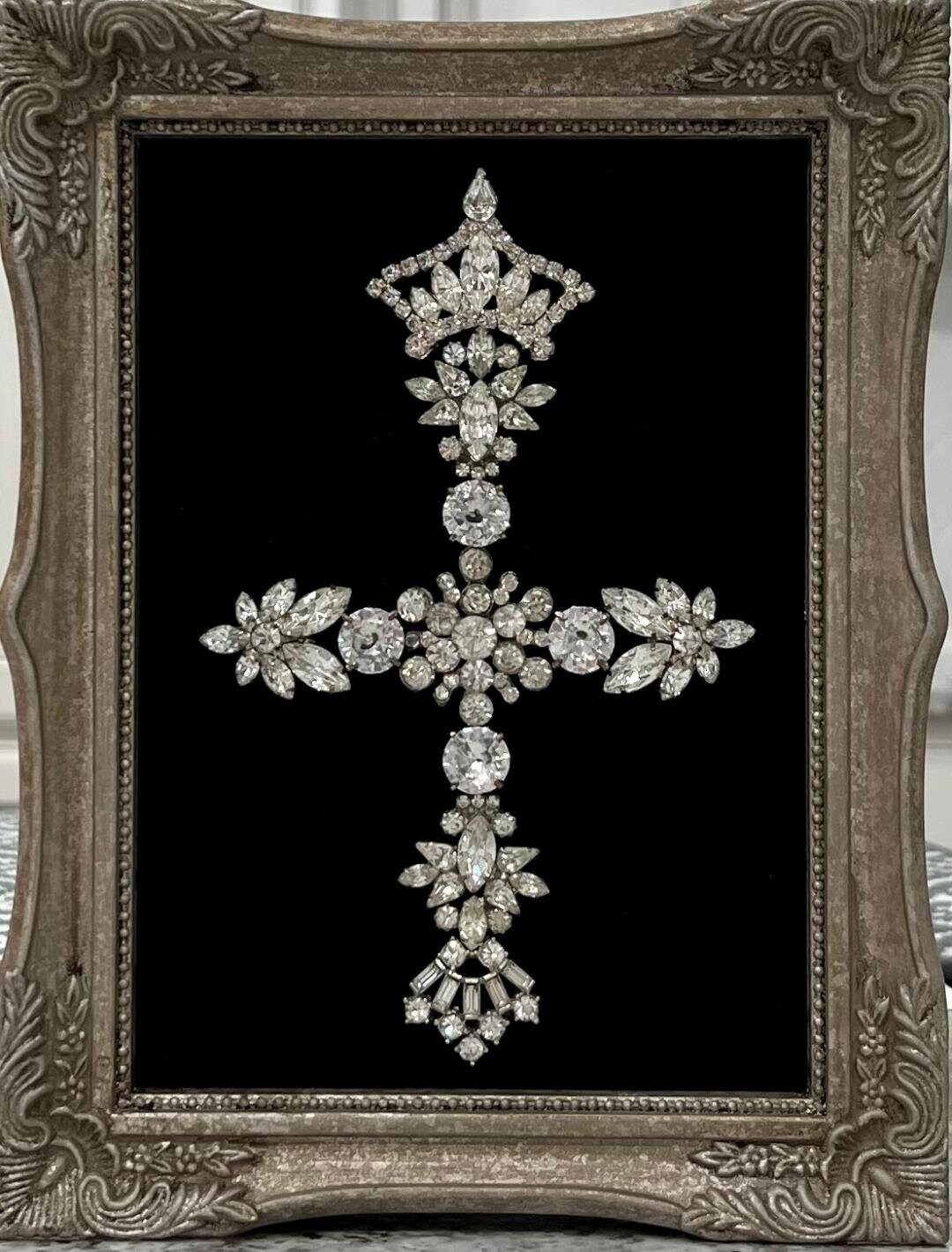 Framed Cross / Handmade With Vintage Costume Jewelry - Etsy