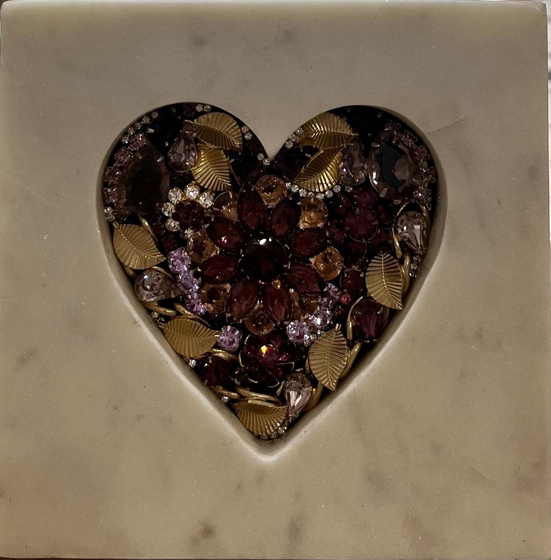 Framed Purple Heart Art /handmade With Vintage - Etsy