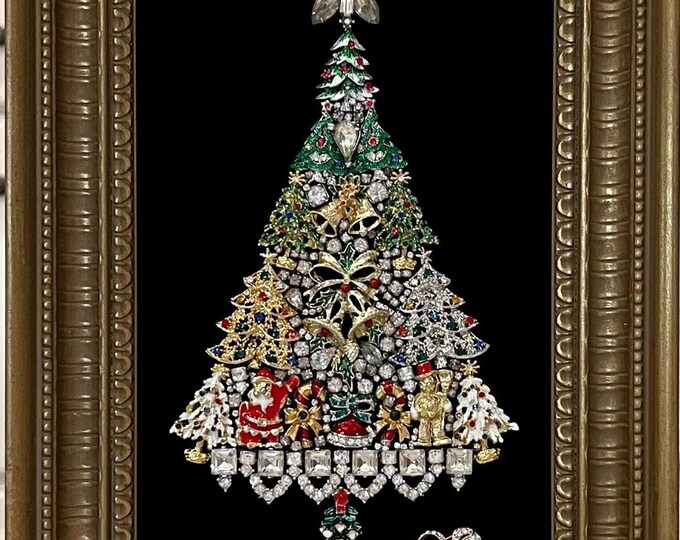 Framed Artwork Christmas Tree With Vintage Jewelry Handmade - Etsy