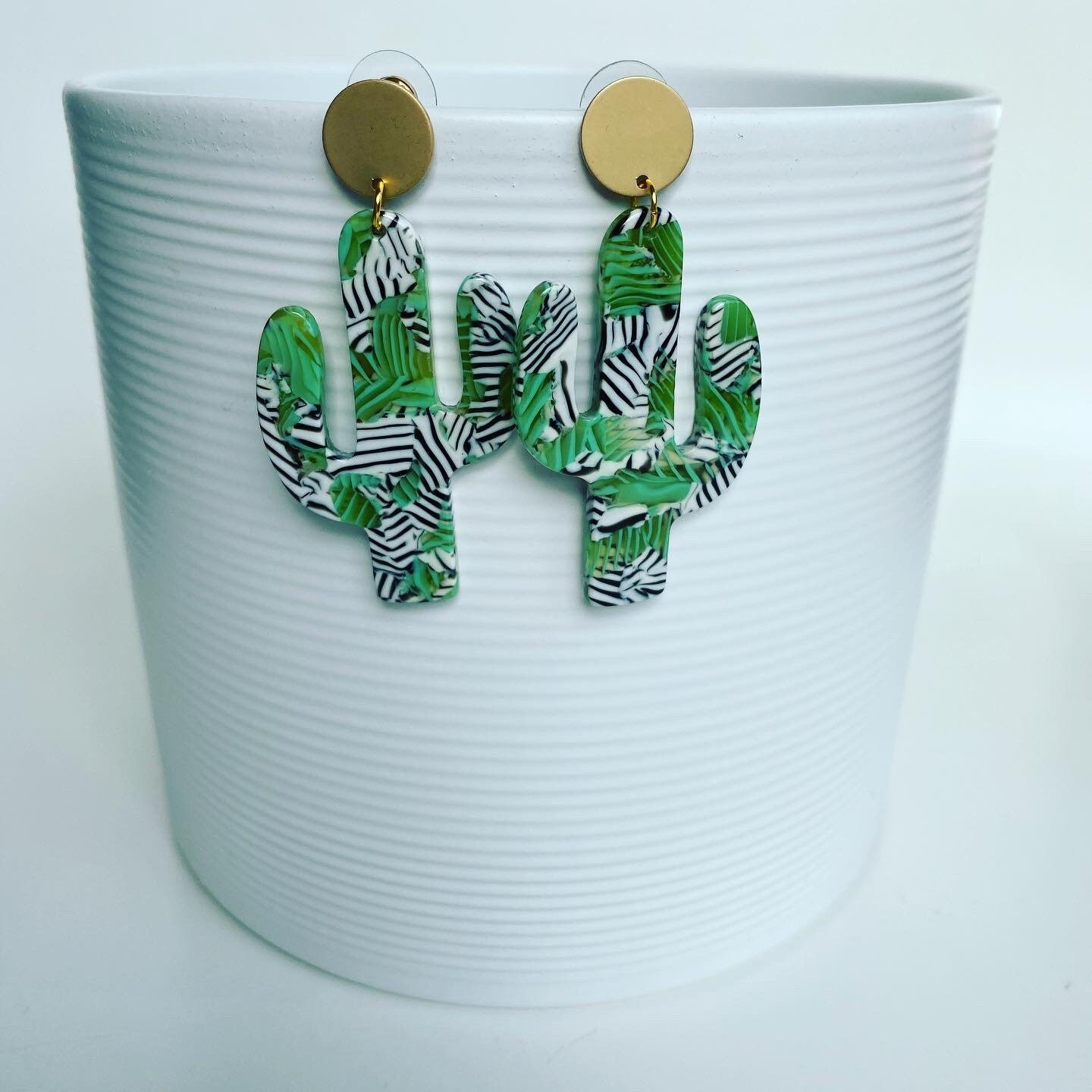Cactus resin earrings resin earrings succulent earrings | Etsy