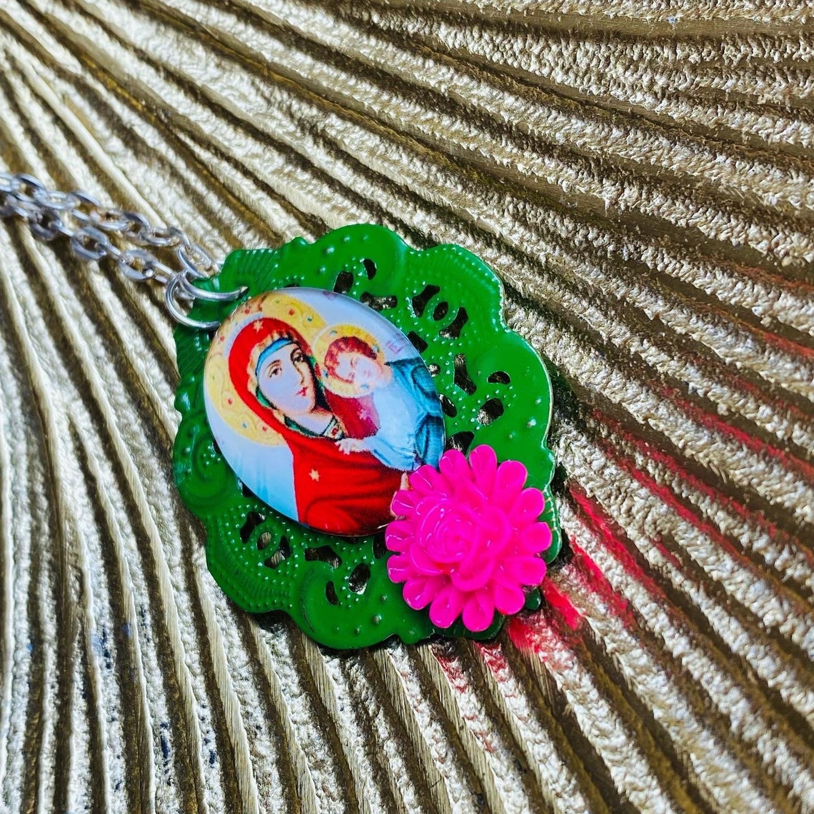Religious Kitsch Necklace Kitsch Colour Pop Mexicano - Etsy