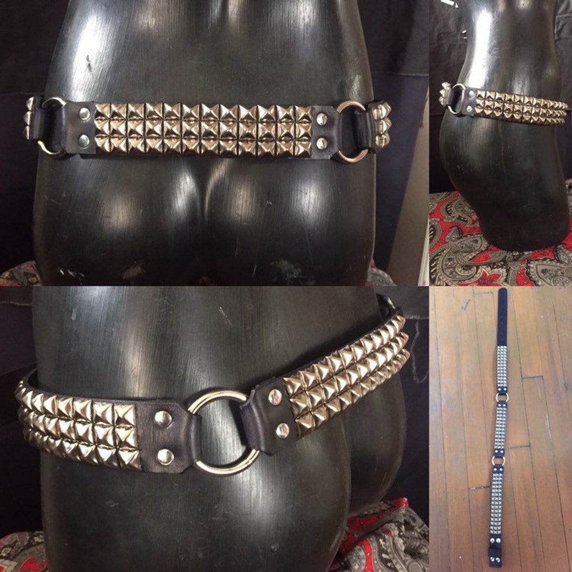 Three Row Pyramid Studded Belt With Teo O-rings | Etsy