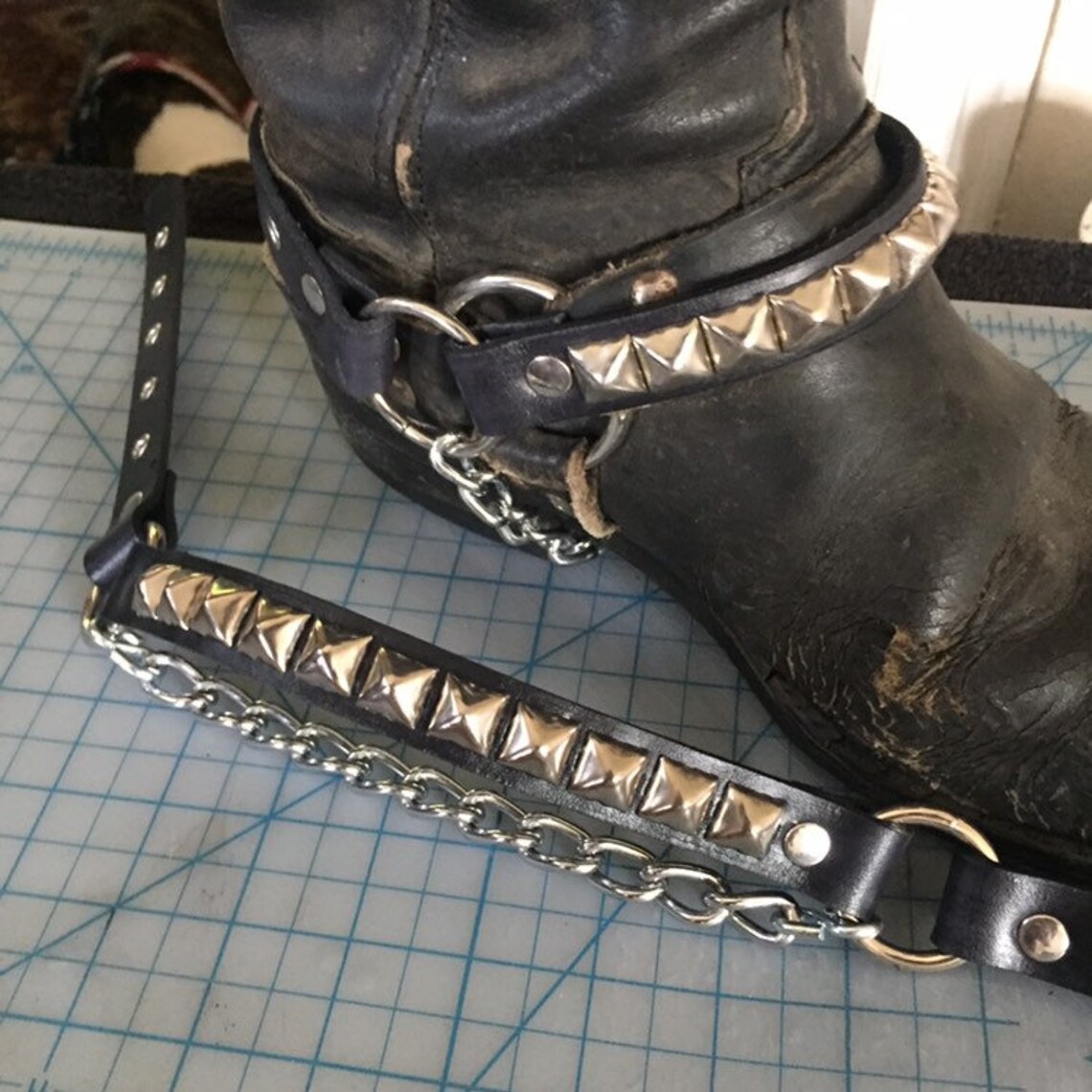 Pair of One Row Pyramid Studded Bootstraps - Etsy