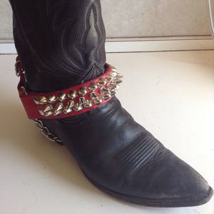 Red Spiked and Studded Punk Bootstrap - Etsy