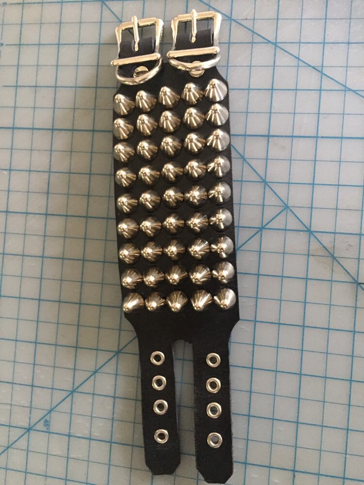 Five-row Tall Cone Studded Leather Cuff | SEXMAN LEATHER - Etsy