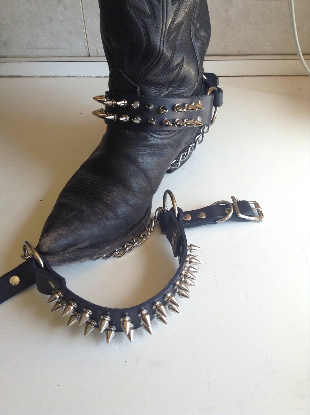 Pair of Spiked Punk Bootstraps - Etsy