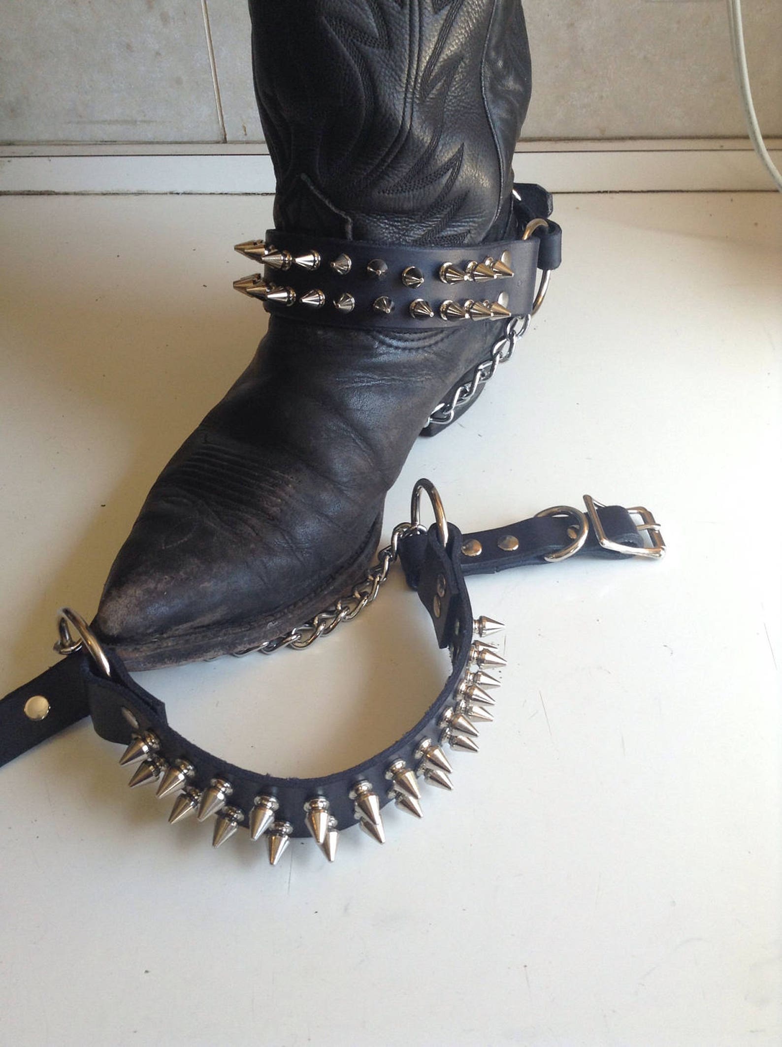 Pair of Spiked Punk Bootstraps - Etsy