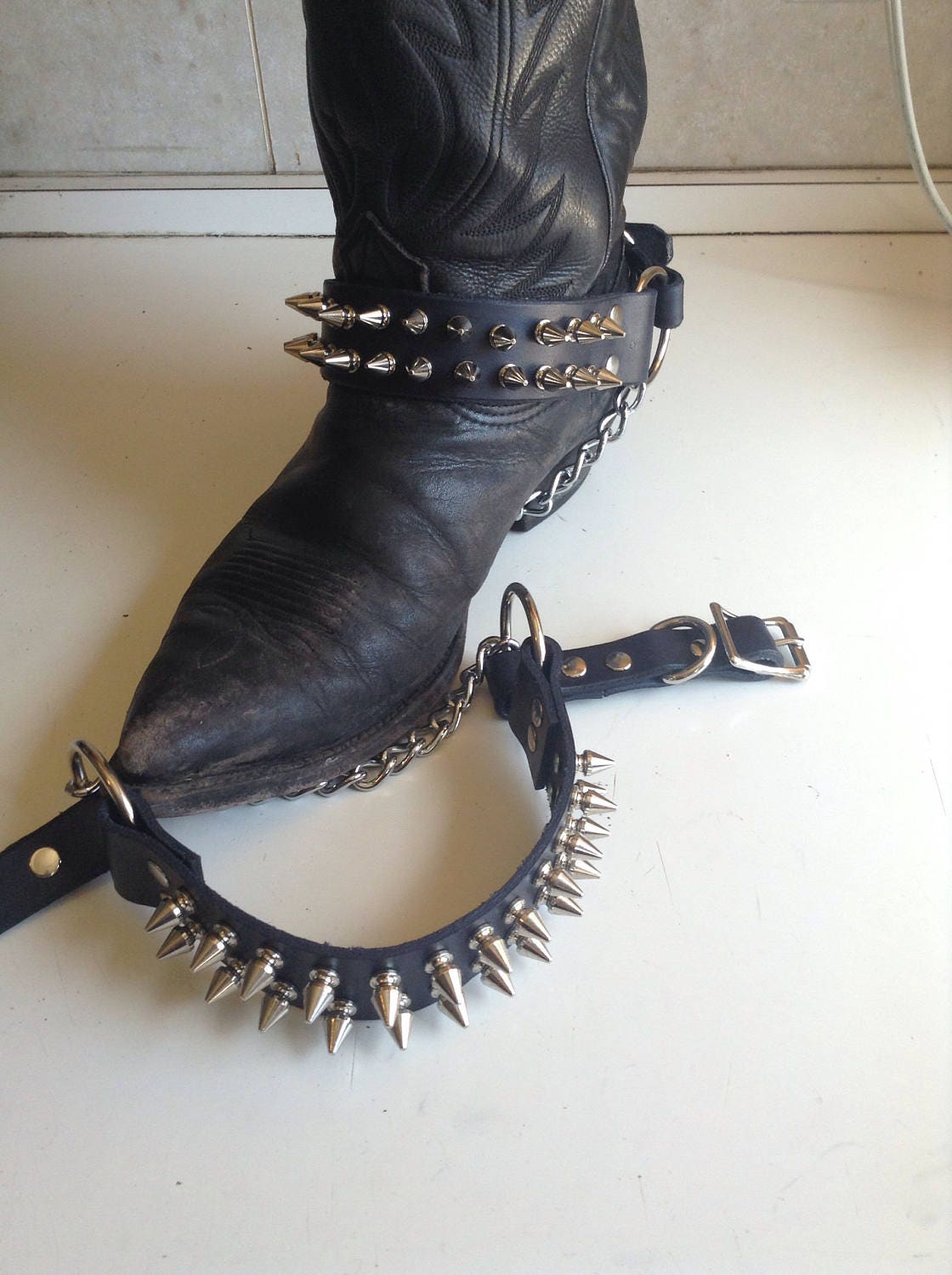 Pair of Spiked Punk Bootstraps - Etsy