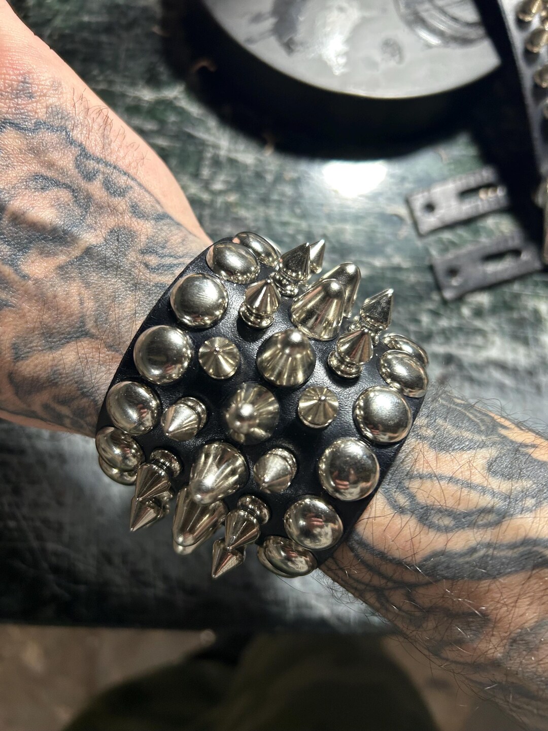 Dragon Cuff | SEXMAN LEATHER Spiked, Tall Cone & Dome Studded Leather ...