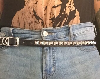 Three Row Pyramid Studded Belt With Teo O-rings | Etsy