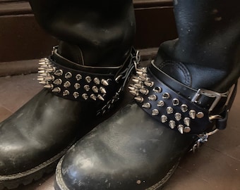 Pair of Three Row Tall Cone Studded Bootstraps | Etsy