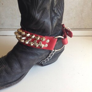 Red Spiked and Studded Punk Bootstrap - Etsy
