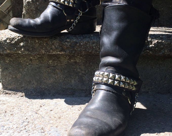 Pair of Two Row Pyramid Studded Bootstraps - Etsy