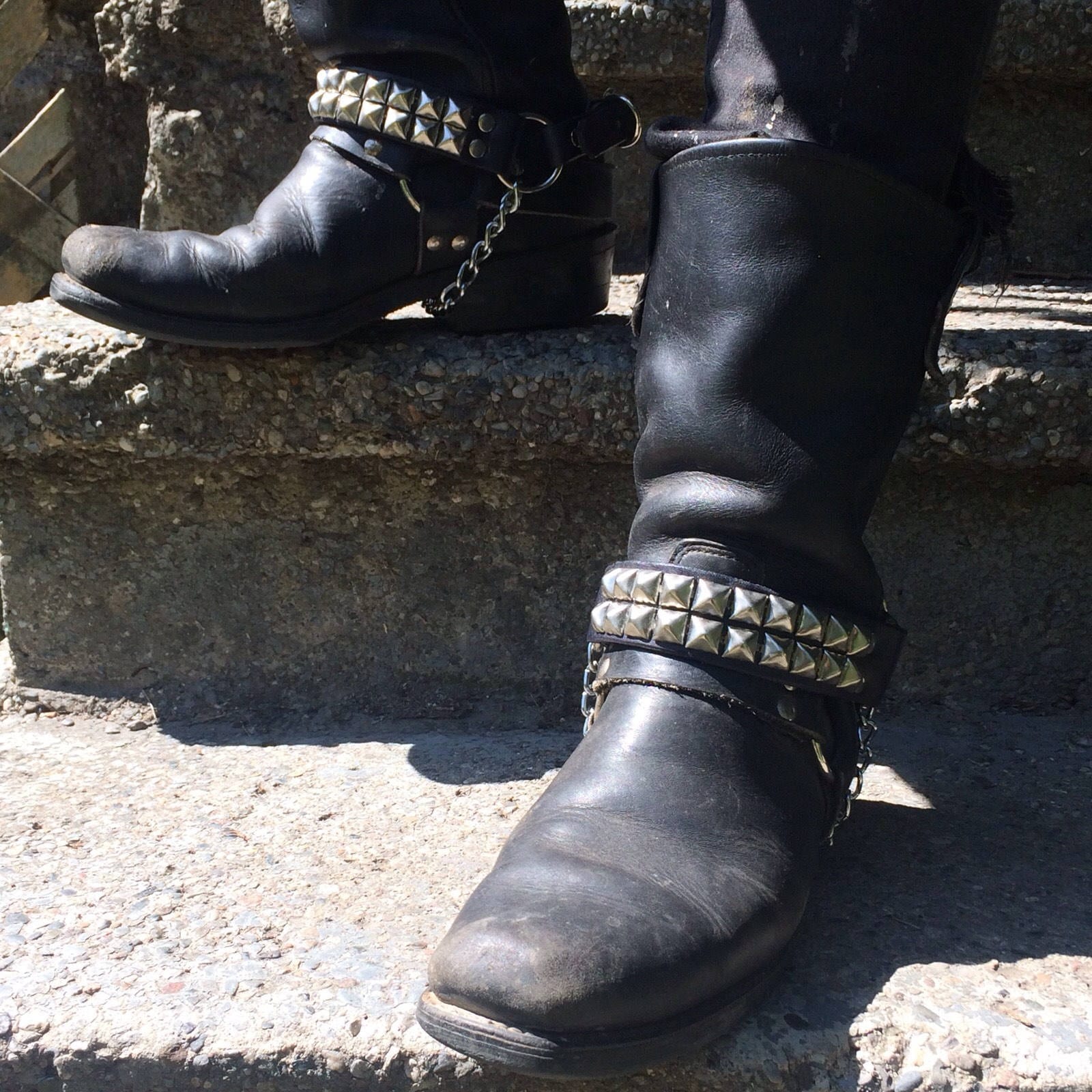Pair of Two Row Pyramid Studded Bootstraps - Etsy