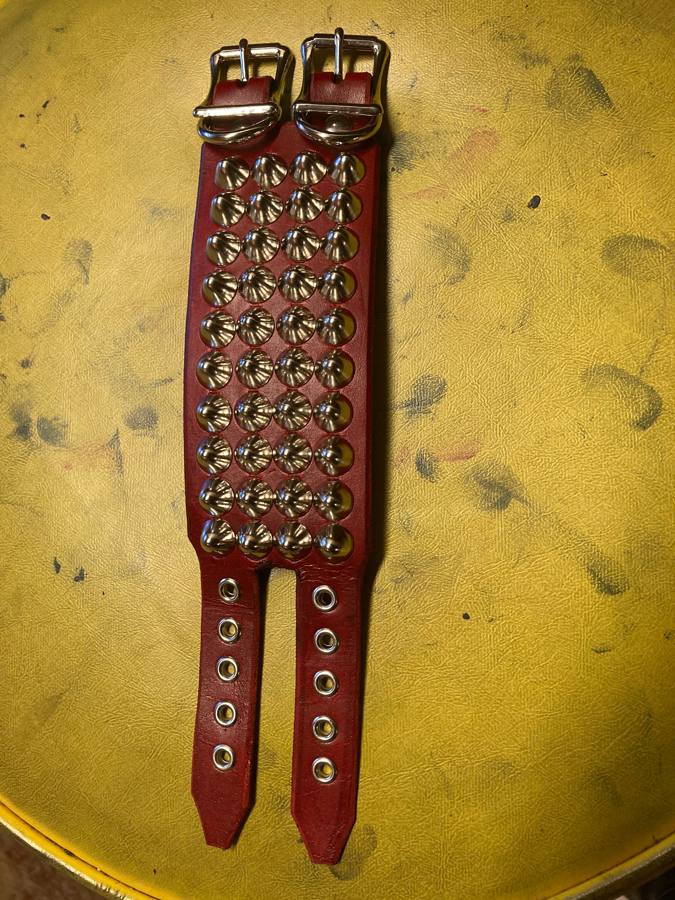 Red Four Row English Cone Studded Bracelet - Etsy