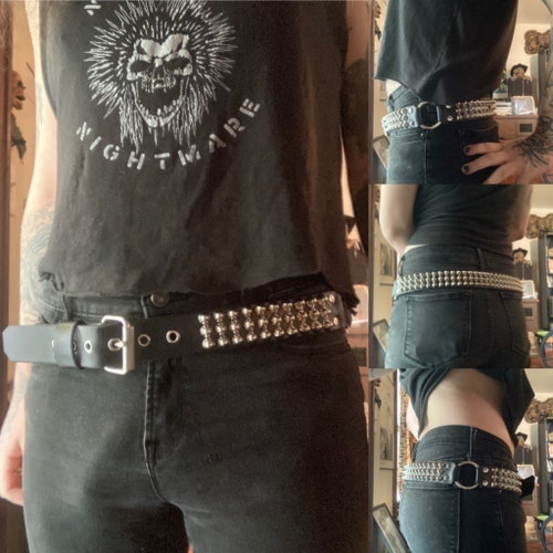 Three Row Pyramid Studded Belt - Etsy