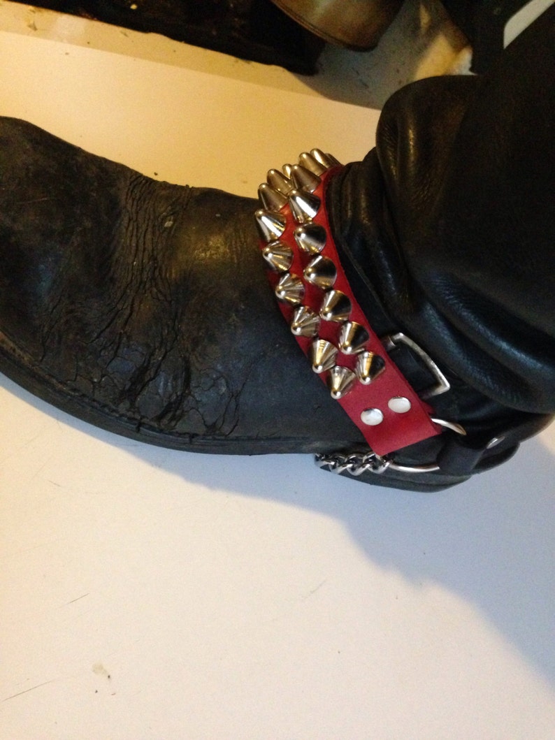 Red and Black Leather Punk Bootstrap - Etsy