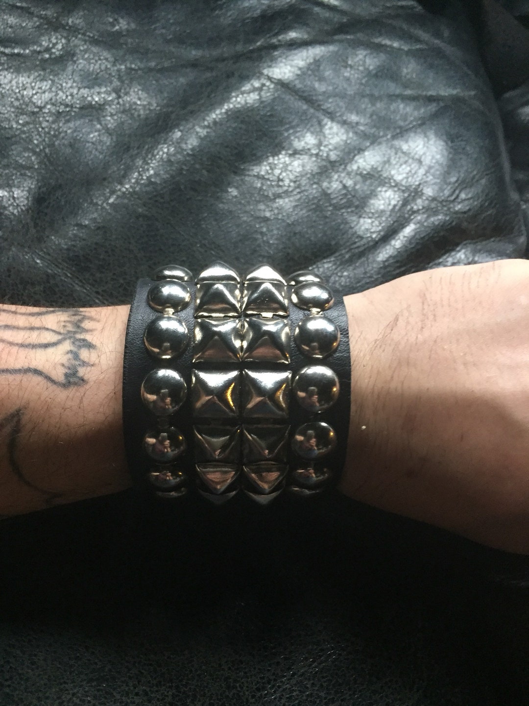 Studded Metal Punk Biker Cuff - Etsy