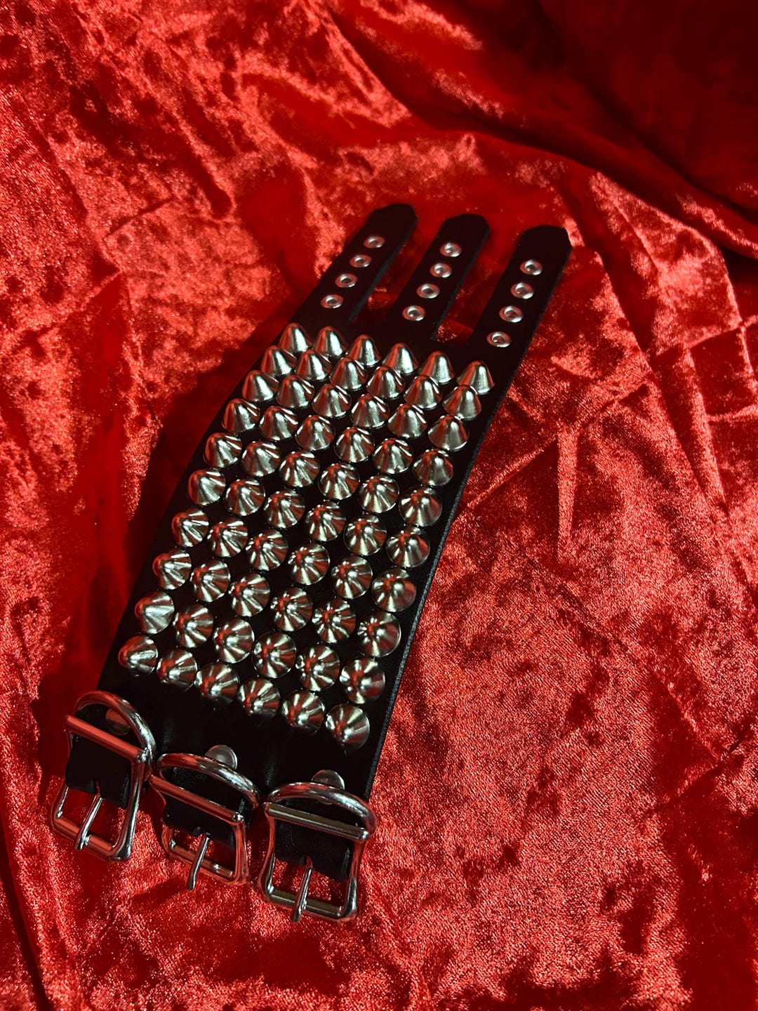 Six-row Tall Cone Studded Leather Cuff | SEXMAN LEATHER - Etsy