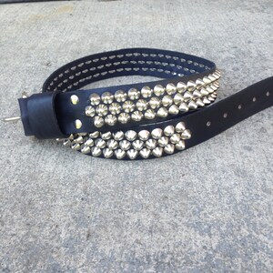 Three Row Cone Studded Belt Staggered - Etsy