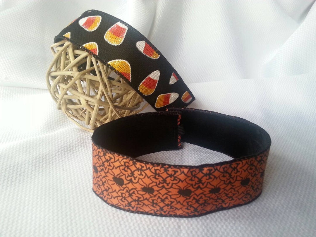 Non Slip Headbands 1.5" Wide Candy Corn Sparkle or Blk Widow Orange ...