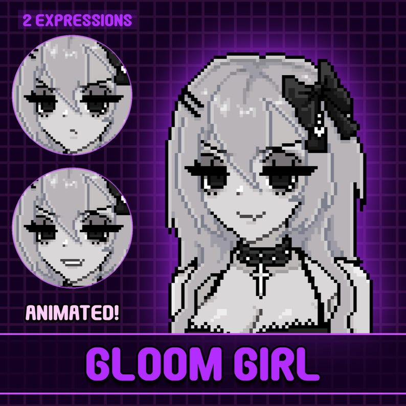 Gloom Girl PIXEL | ANIMATED | PNGTUBER | Ready to Use | Twitch Discord ...