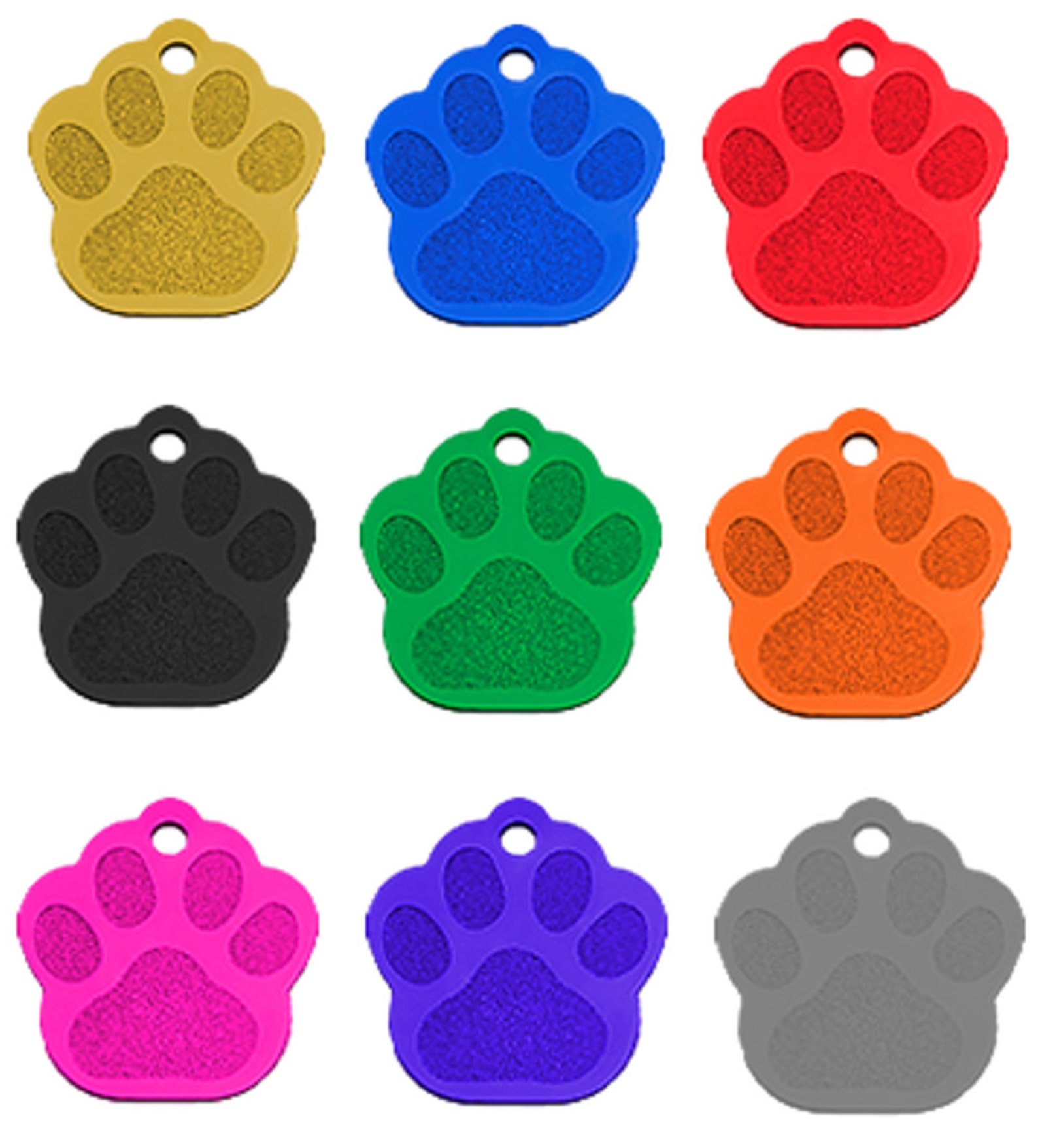 Bulk Wholesale Blank Paw Shape Pet ID Tags, Available in 9 Colors ...