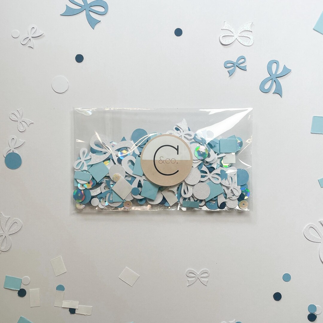 Coquette Confetti Bow 1st Birthday Blue Decor Baby Shower Theme Bow ...