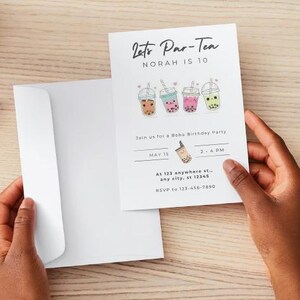 Editable Boba Party Invitation, Bubble Tea Birthday, 5x7 Invites - Etsy