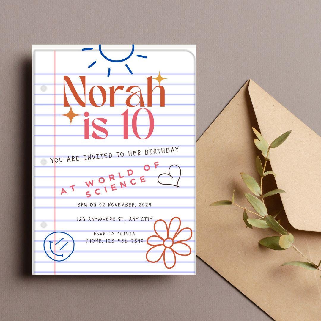 Editable Doodle Style Birthday Invite 5x7 Invites - Etsy