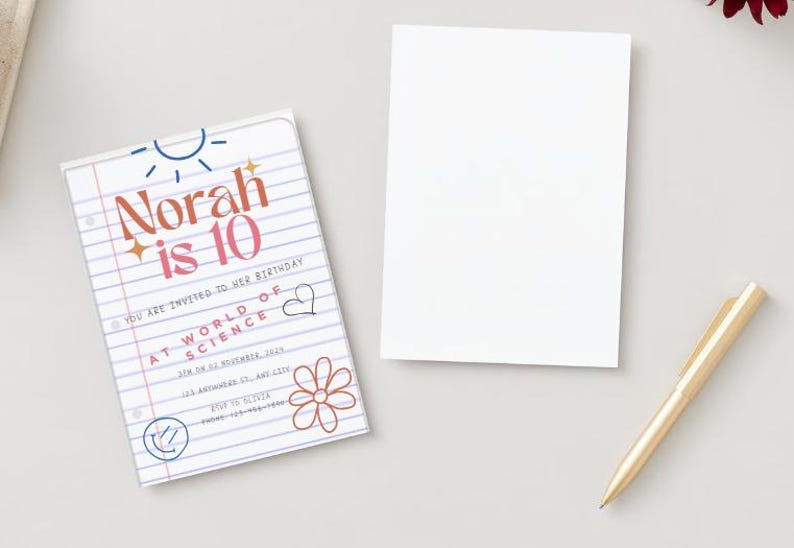 Editable Doodle Style Birthday Invite 5x7 Invites - Etsy