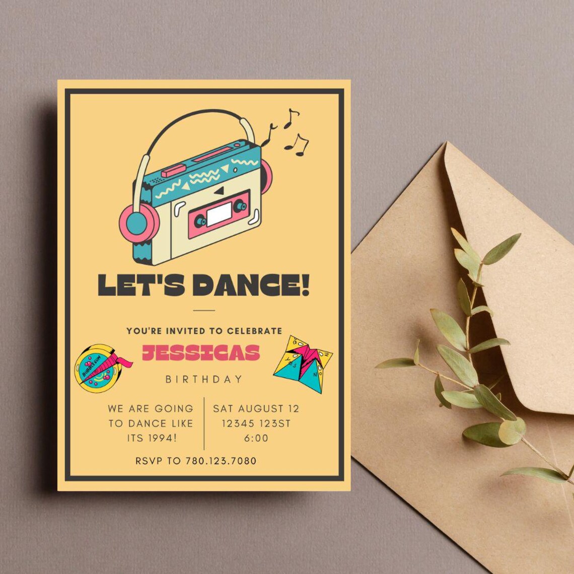 Editable Retro Party Invitation, 80's, 90's 5x7 Invites - Etsy