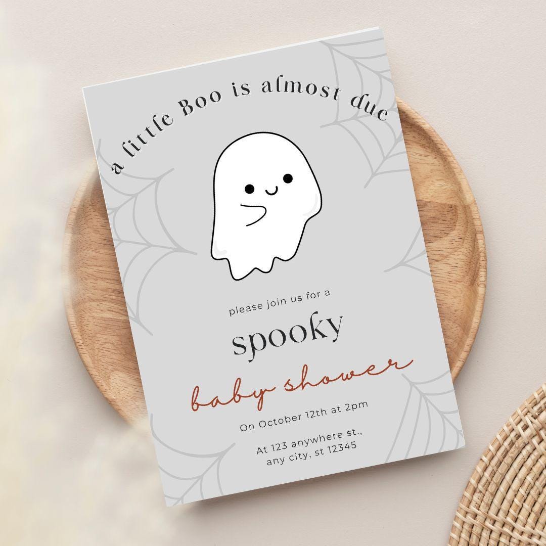 Editable Spooky Baby Shower Invitation. 5x7 a Little Boo is Almost Due ...