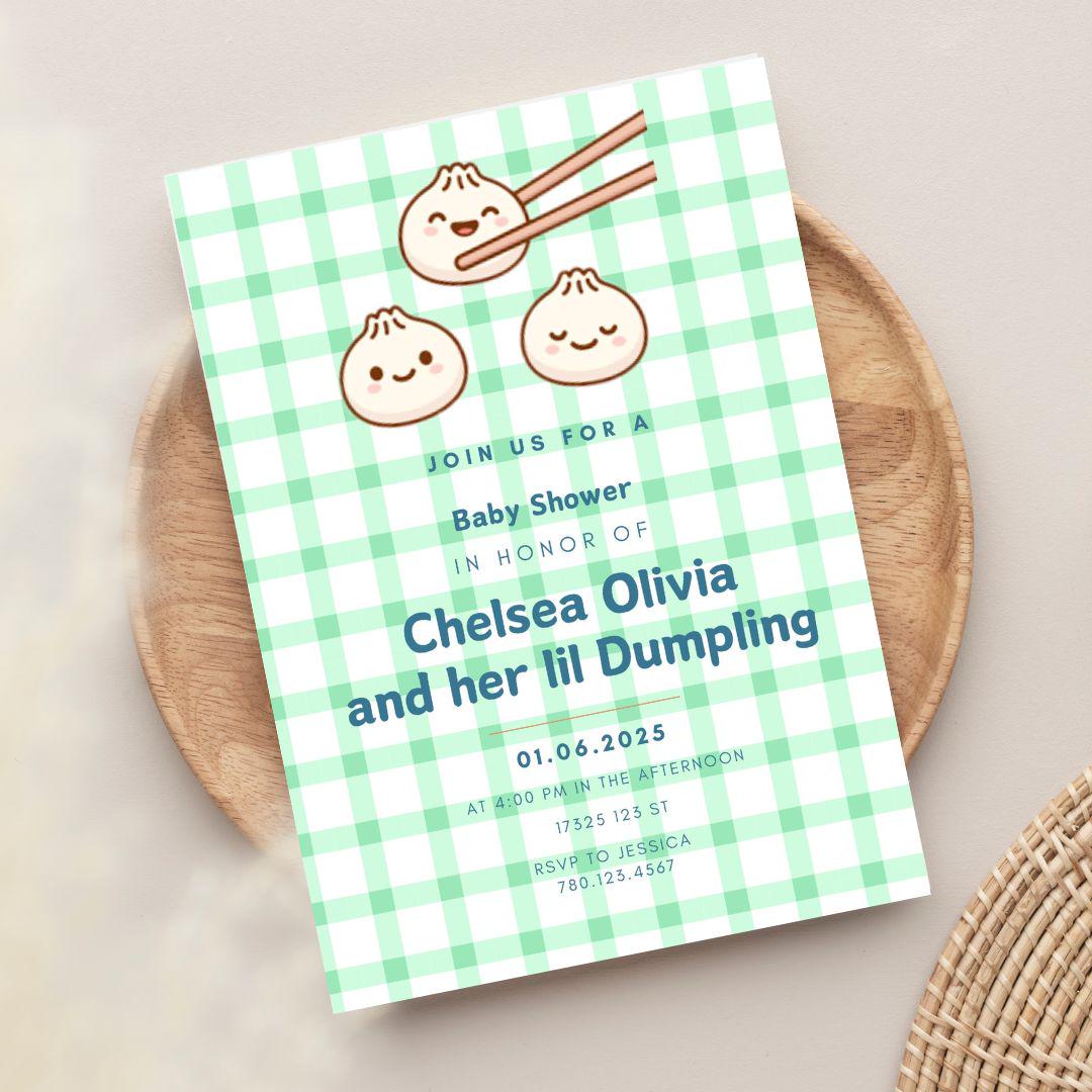Editable Little Dumpling Baby Shower Invitation. 5x7 Bao Baby Shower ...