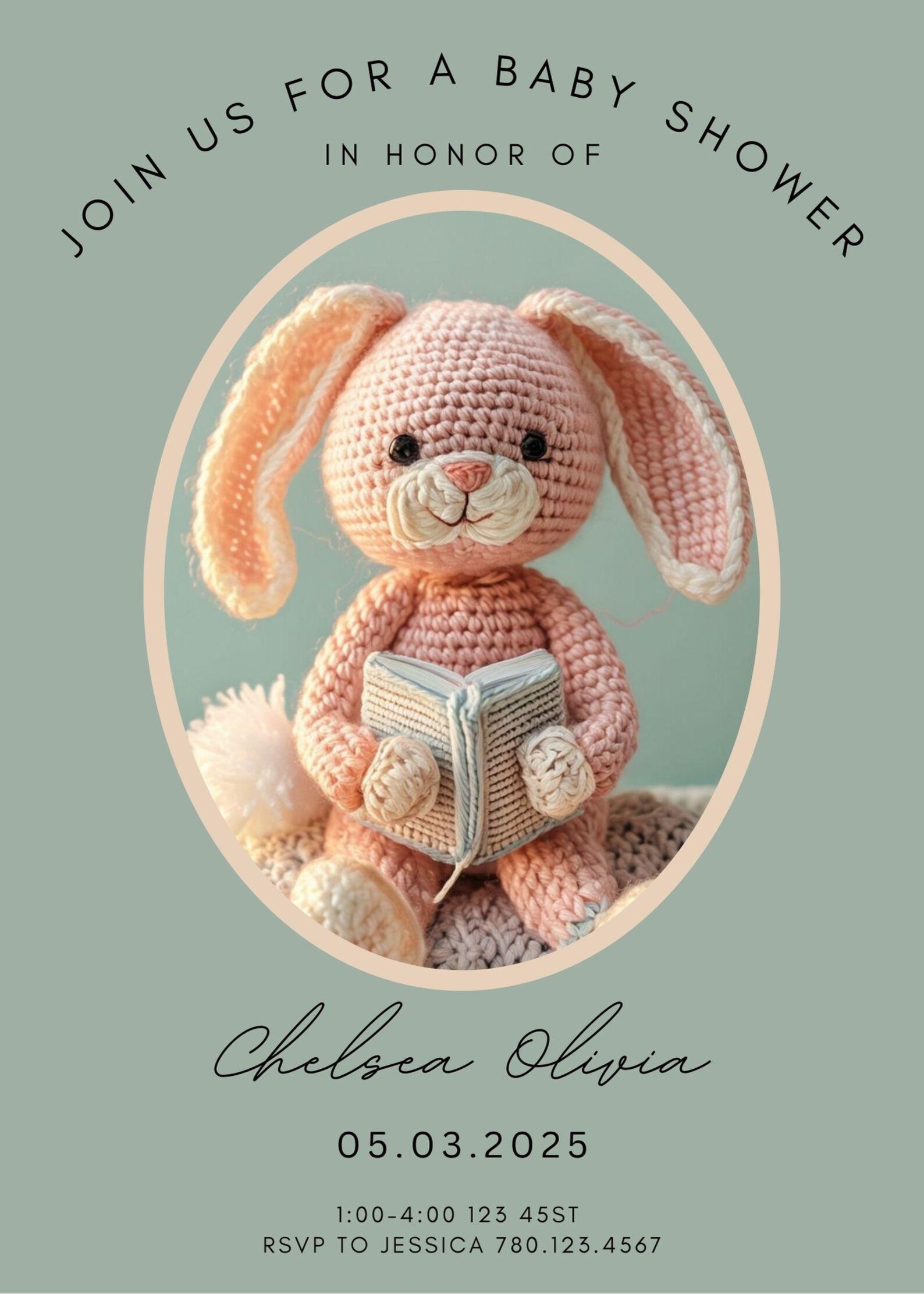 Editable Crochet Baby Shower Invitation. 5x7 Crochet Bunny , Bunny Baby ...