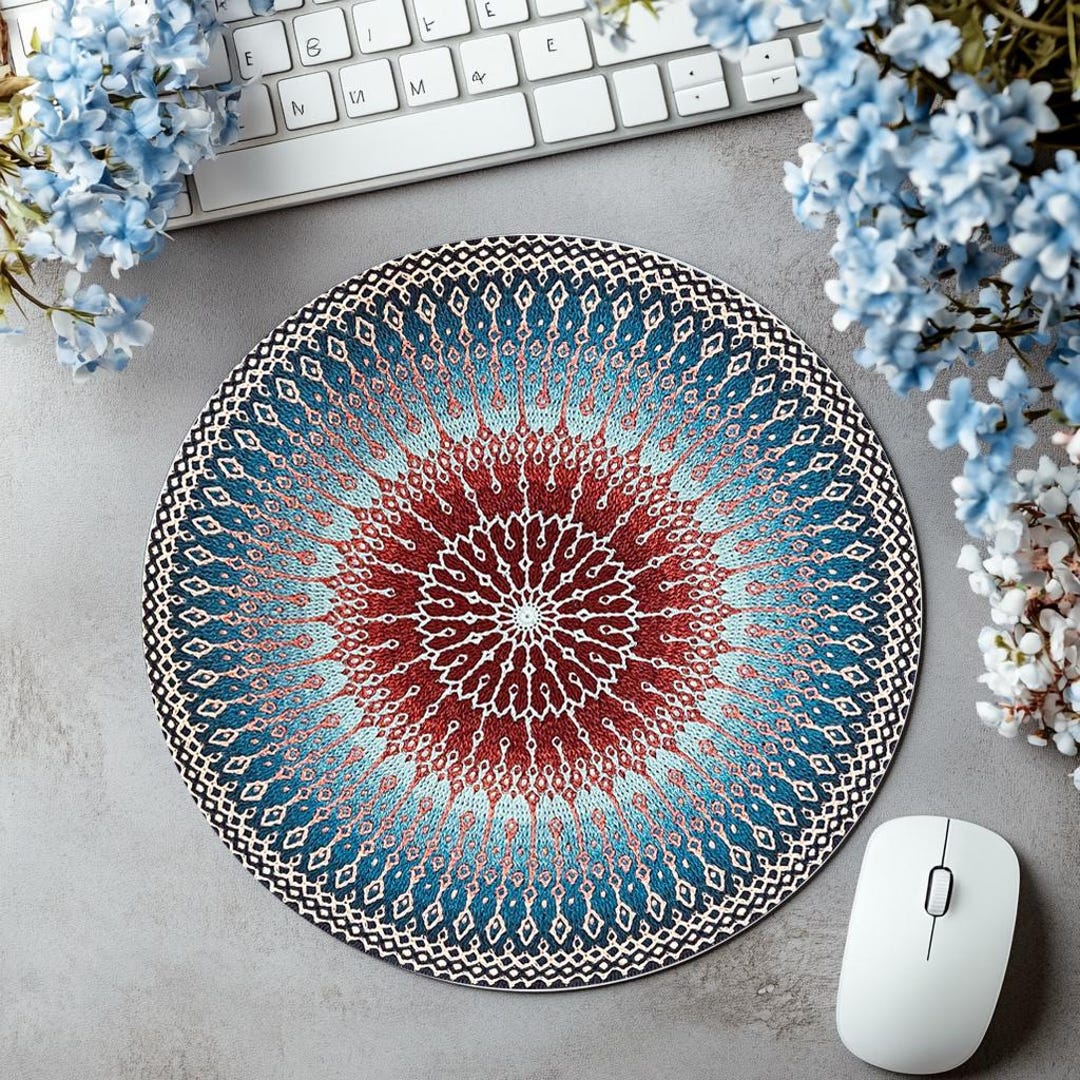 Mousepad With Crochet Doily Print, Computer Desk Accessories, Christmas ...