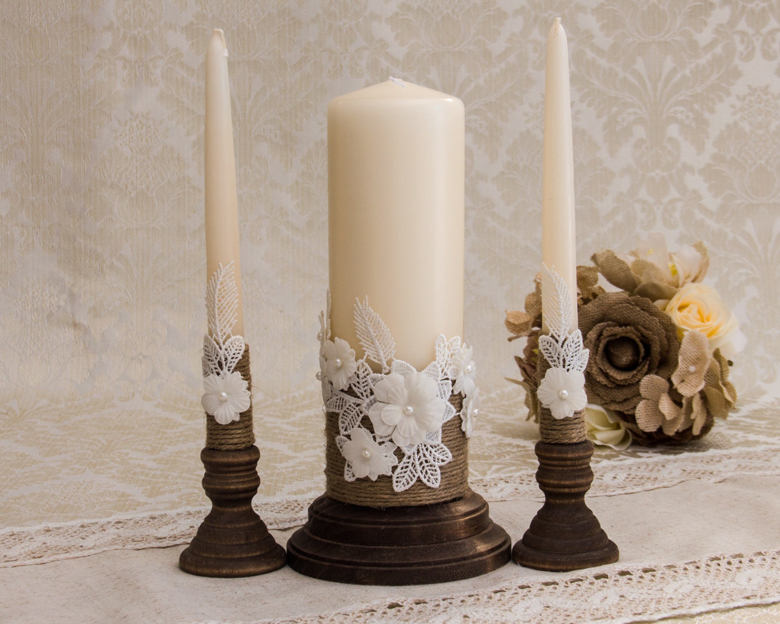 Rustic Wedding Candles Rustic Unity Candle Set Wedding Unity - Etsy