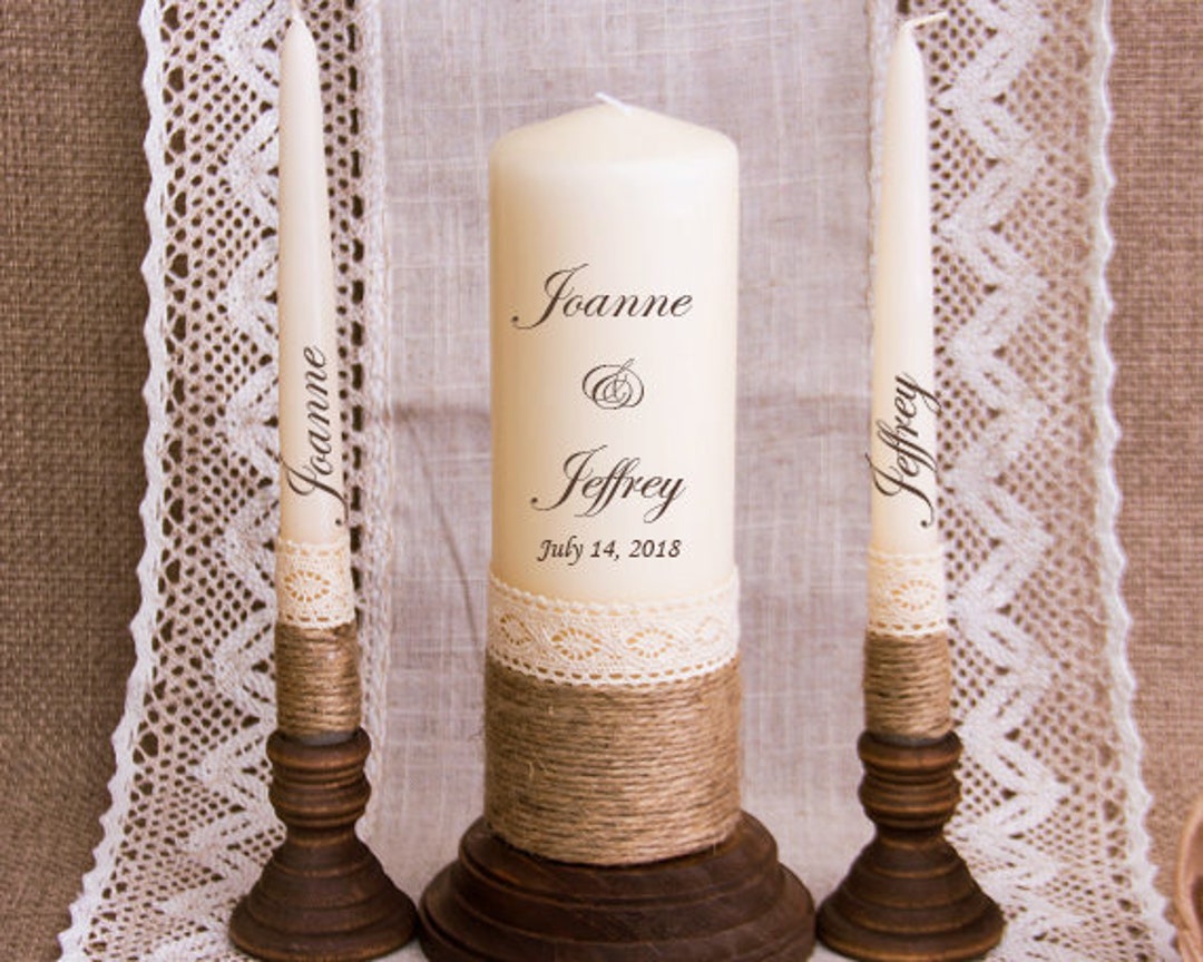 Personalized Wedding Unity Candle Set Rustic Wedding Unity - Etsy